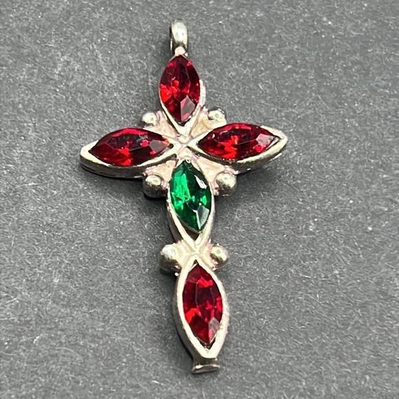 Vintage | Jewelry | Vintage Sterling Silver Rhinestone Cross Pendant ...